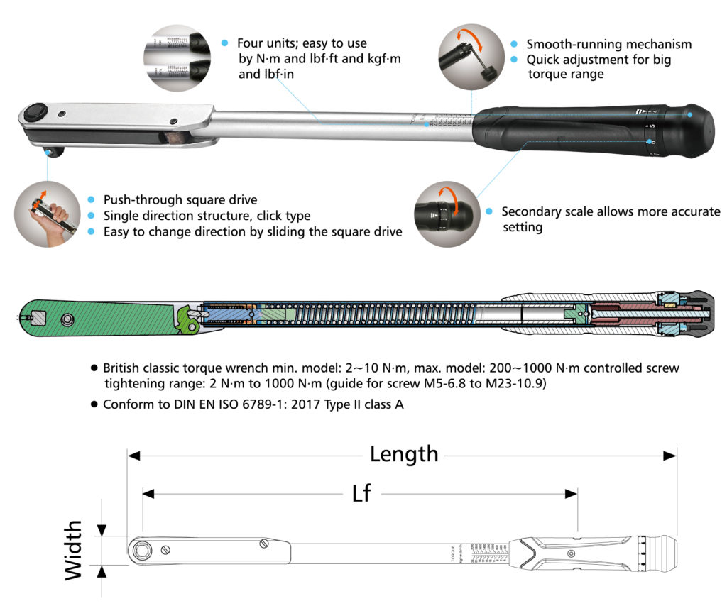 1/2″ British Classic Torque Wrench 50-230 N·m – William Tools